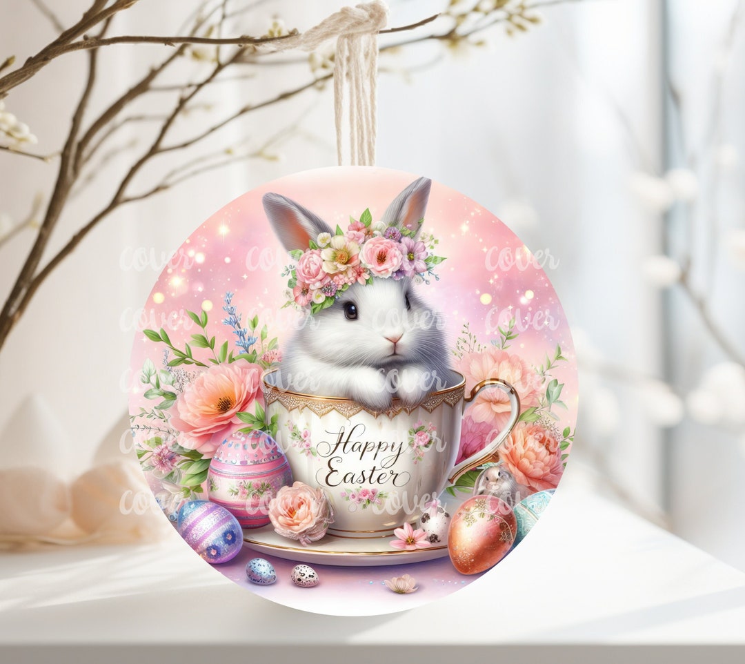 PNG Digital File Bunny Easter Design, Round Design Great for ...