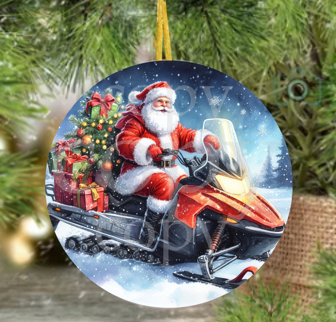 PNG Digital File Santa on Snowmobile Round Design Great for Sublimation ...