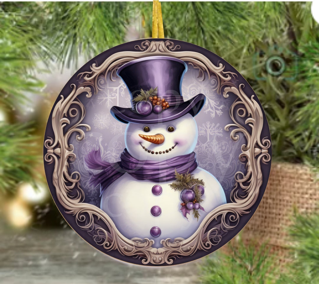 PNG Digital File Elegant Purple Snowman Round Design Great for ...