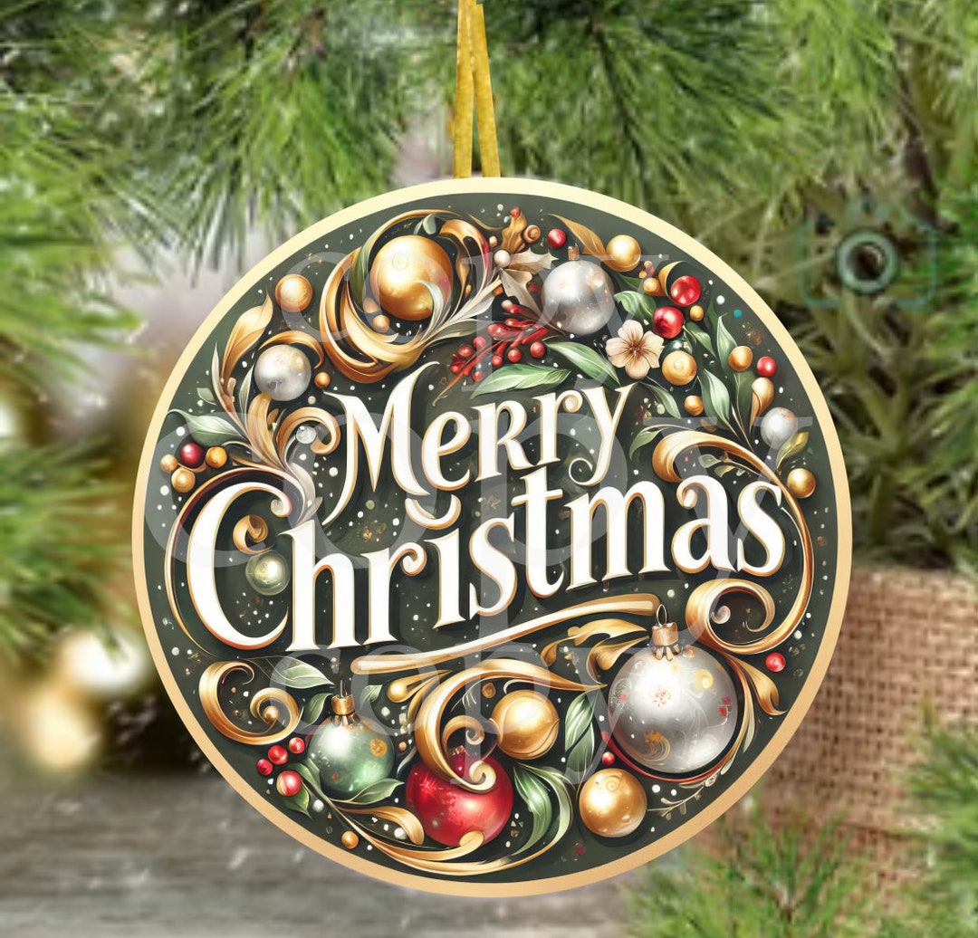 PNG Digital File Merry Christmas Round Design Great for Sublimation ...