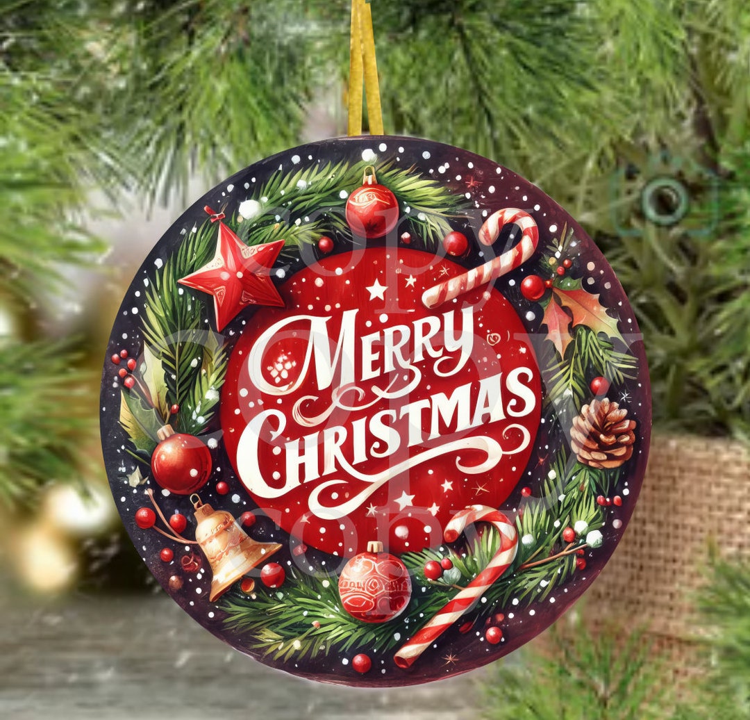 PNG Digital File Merry Christmas Round Design Great for Sublimation ...