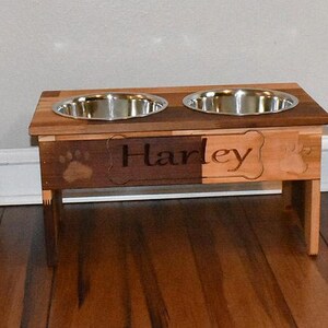 Custom Wooden Dog Bowl Stand With Bowls - Etsy