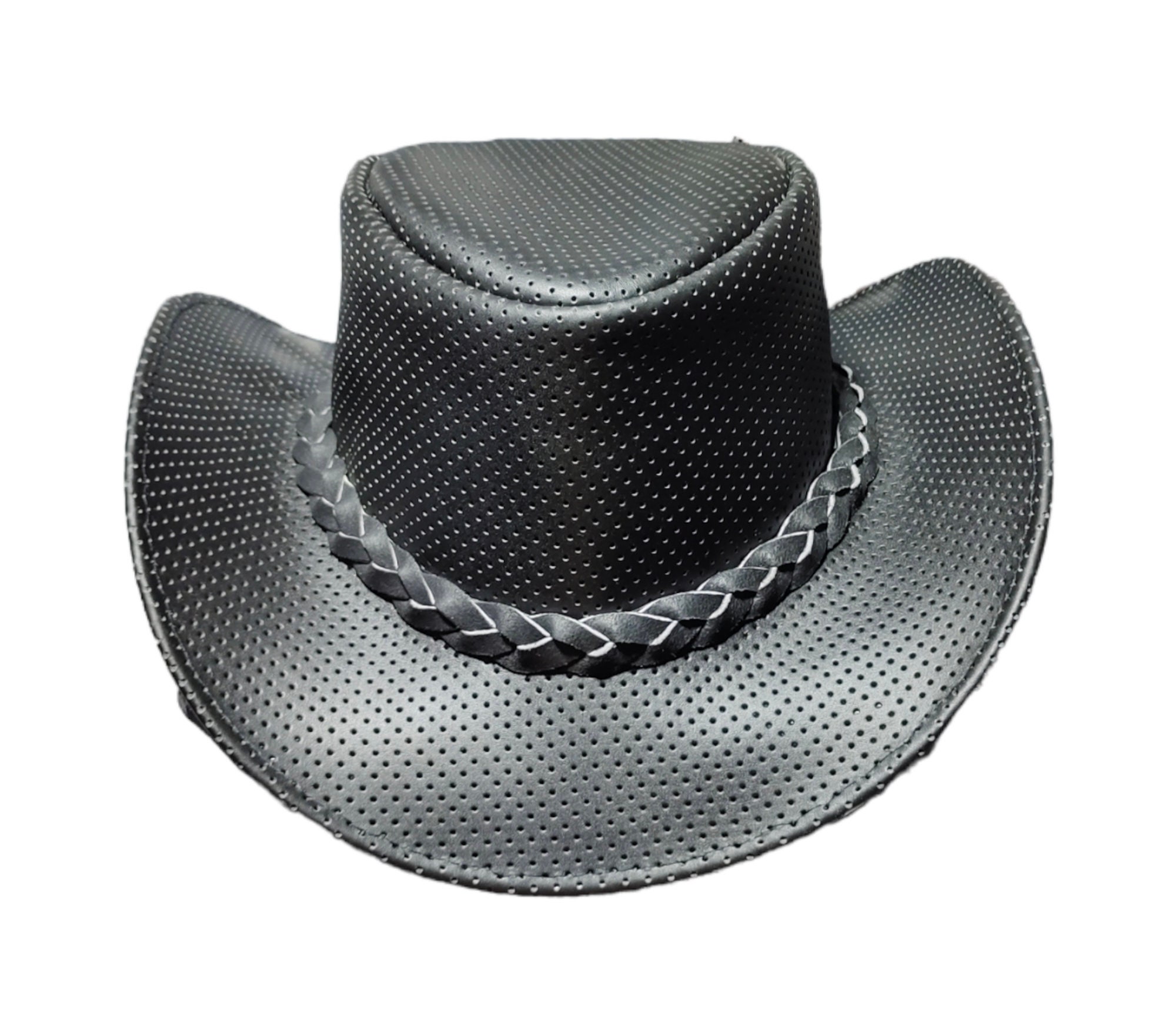 Leather Cowboy Hat Handmade With 100% Cowhide Leather Australian Cowboy ...