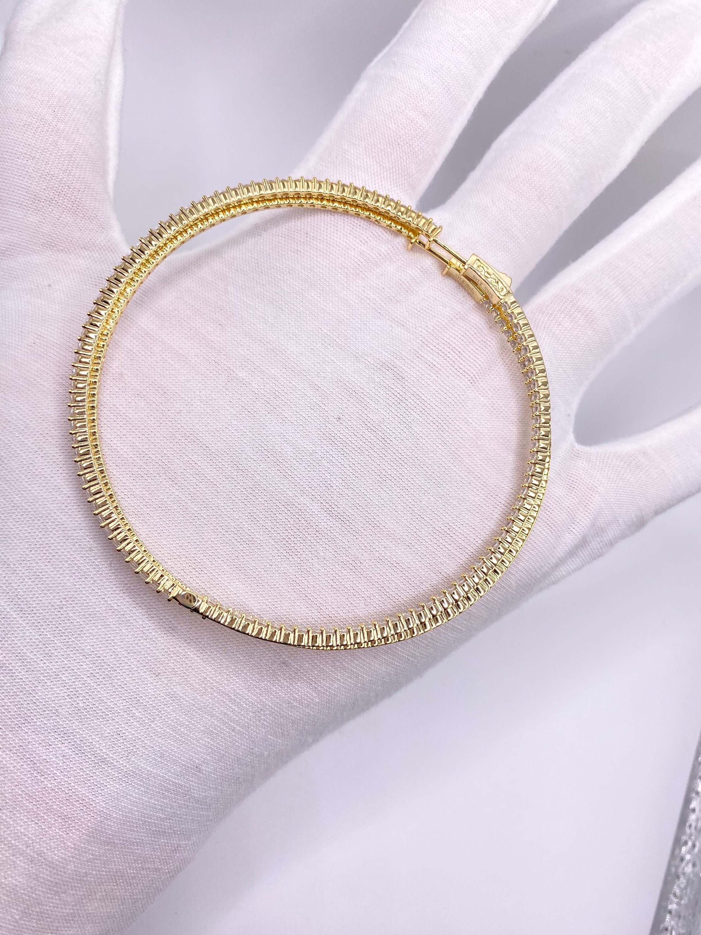 Large Gold Diamond Hoop Earrings Sparkly Shine Gift for Her Elegant ...