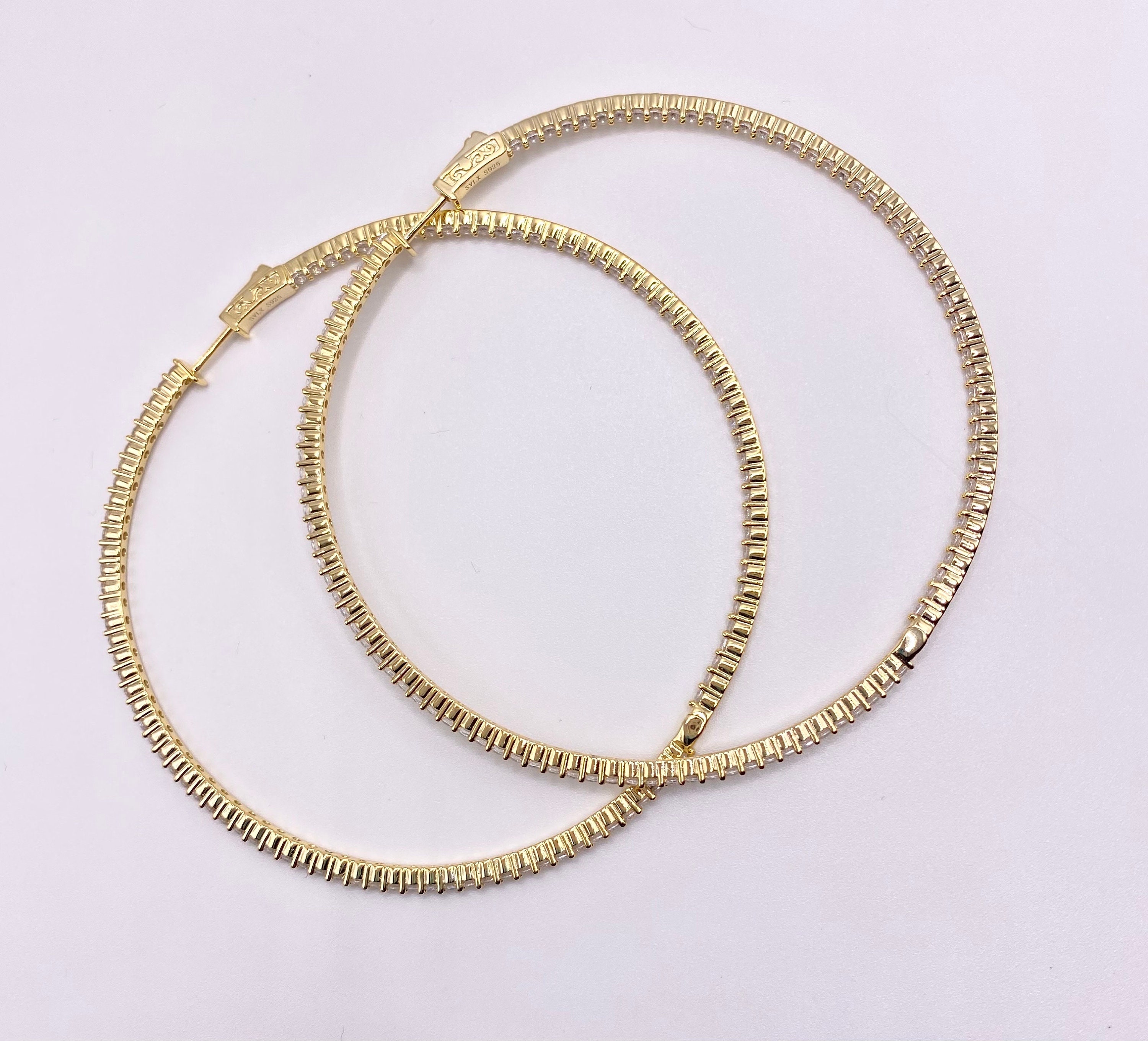 Large Gold Diamond Hoop Earrings Sparkly Shine Gift for Her Elegant ...