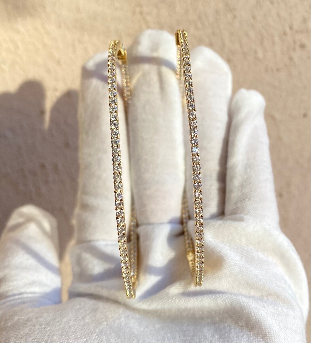 Large Gold Diamond Hoop Earrings Sparkly Shine Gift for Her Elegant ...