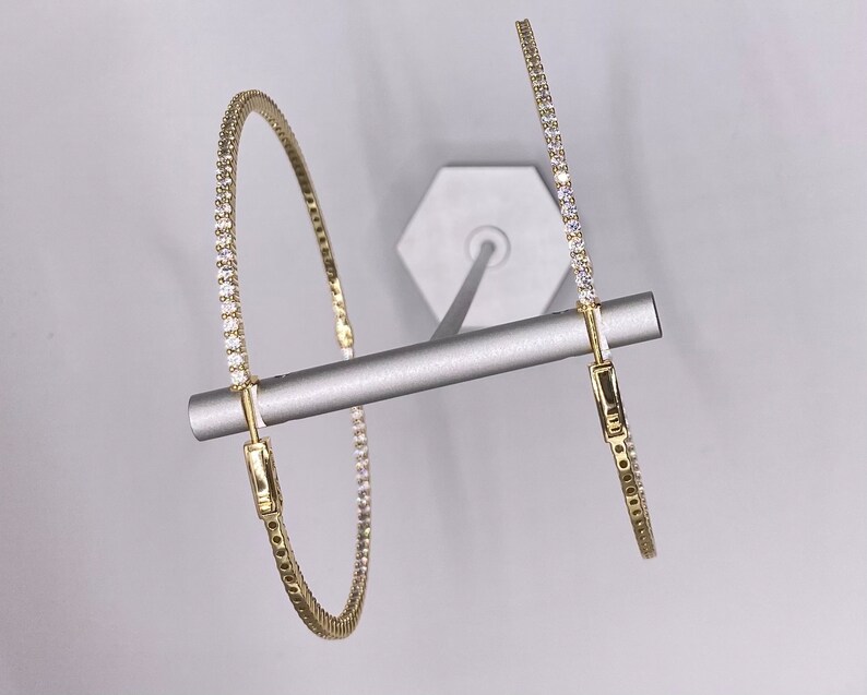 Large Gold Diamond Hoop Earrings Sparkly Shine Gift for Her Elegant ...