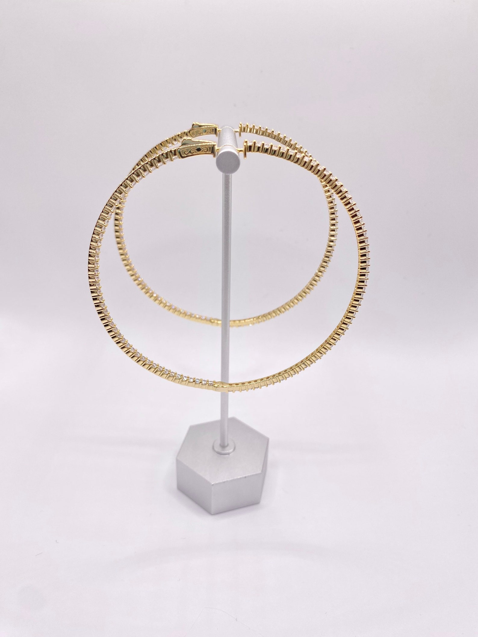 Large Gold Diamond Hoop Earrings Sparkly Shine Gift for Her Elegant ...