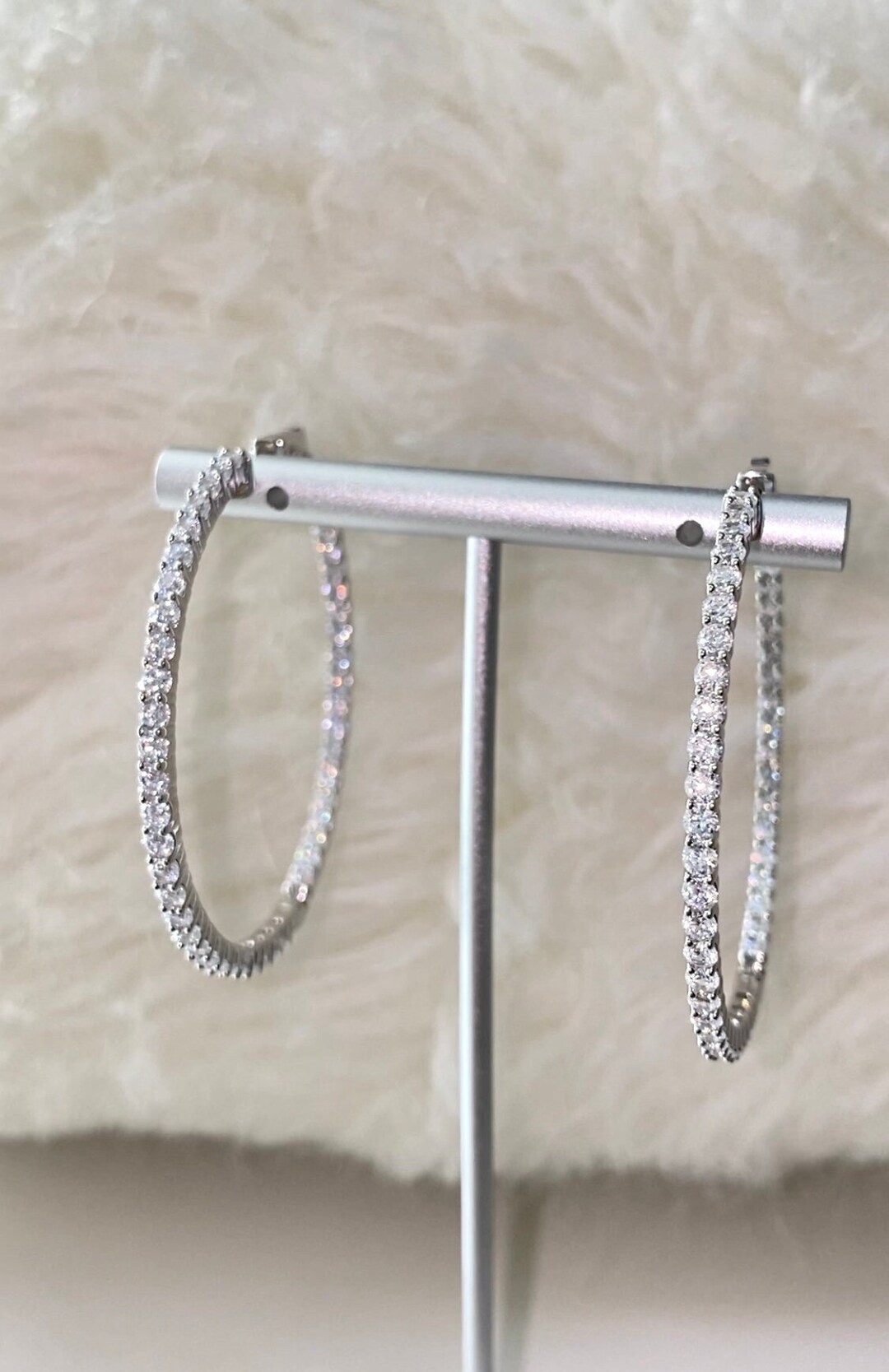 Medium Bling Hoops With Sparkly Stones Inside Out Hoop - Etsy