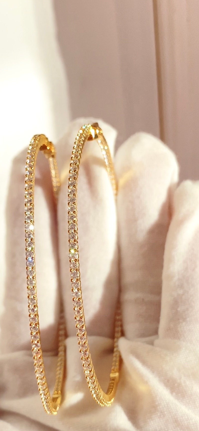 Large Gold Diamond Hoop Earrings Sparkly Shine Gift for Her Elegant ...
