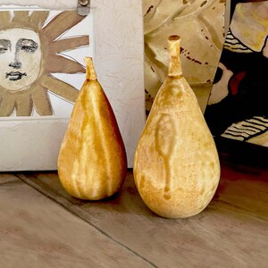 Set of 2 Ceramic Pear Sculptures | 3D Yellow Decorative Pottery Pear ...