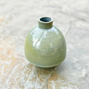 Round Turquoise Blue Ceramic Vase | Blue Green Pottery Vase, 6.5" X 5. ...