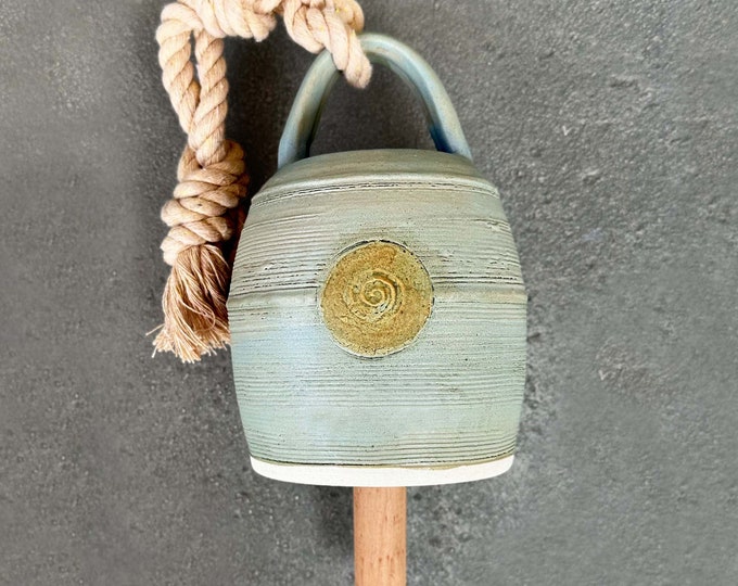 Turquoise Green Ceramic Hanging Bell | Ceramic Wind Chime Bell, 10.5" X ...