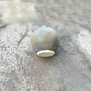 Small Round Ceramic Bottle Vase | Stoneware Blue Ash Pottery Bottle, 3. ...