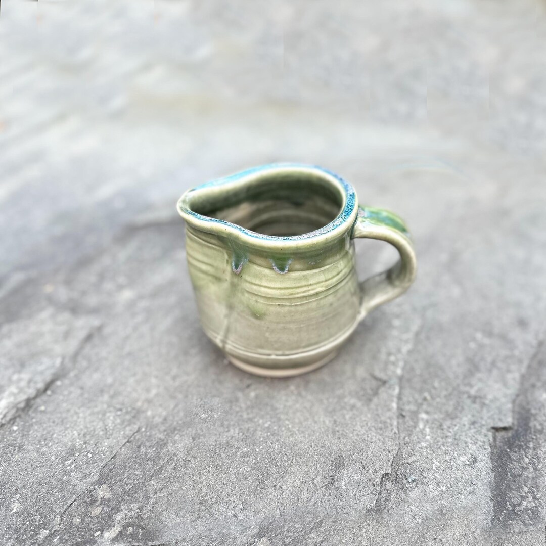 Sage Green Ceramic Creamer Pitcher Small Wheel Thrown Pottery Pitcher ...