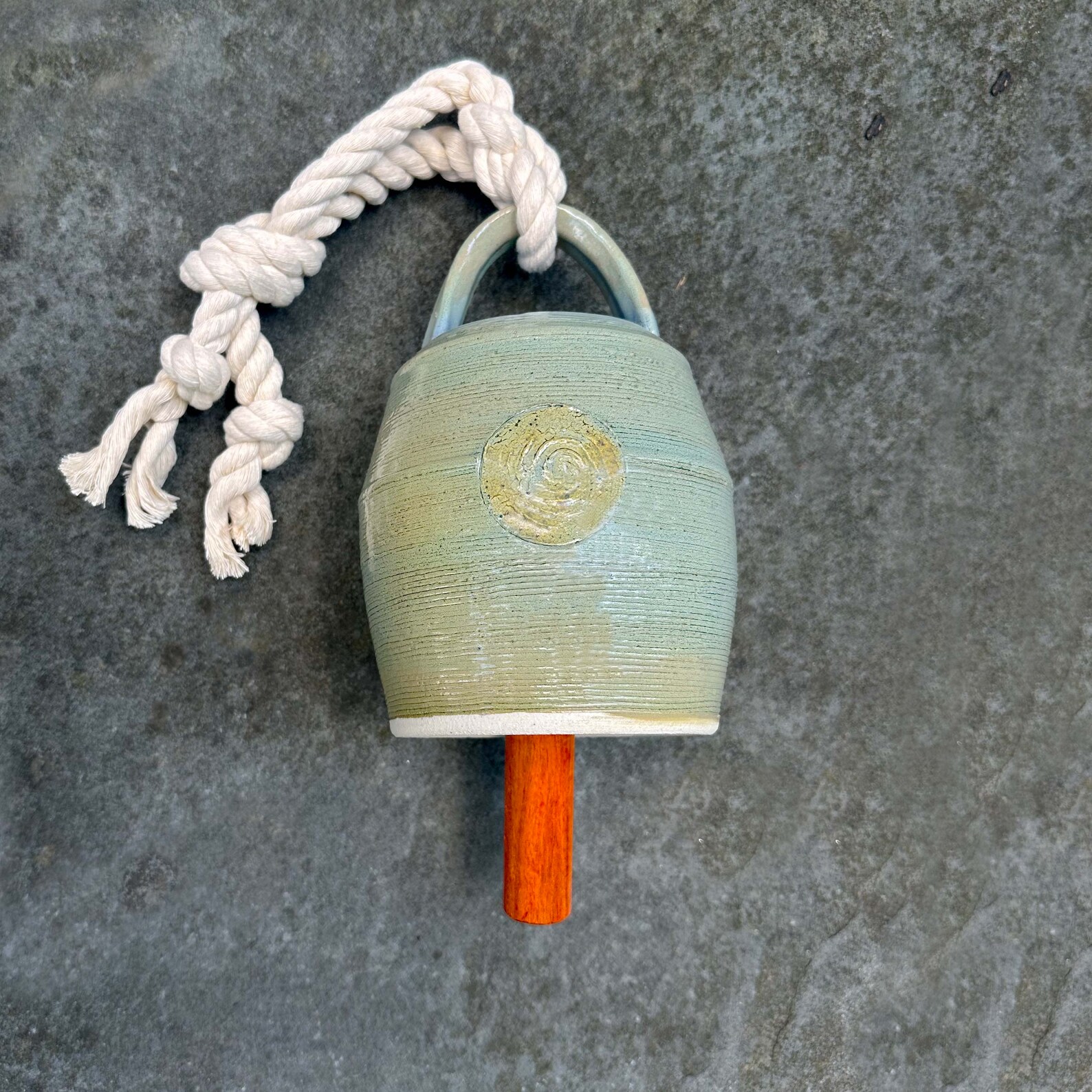 Turquoise Blue Ceramic Hanging Bell Pottery Wind Chime Bell, 10.5 X 5 ...