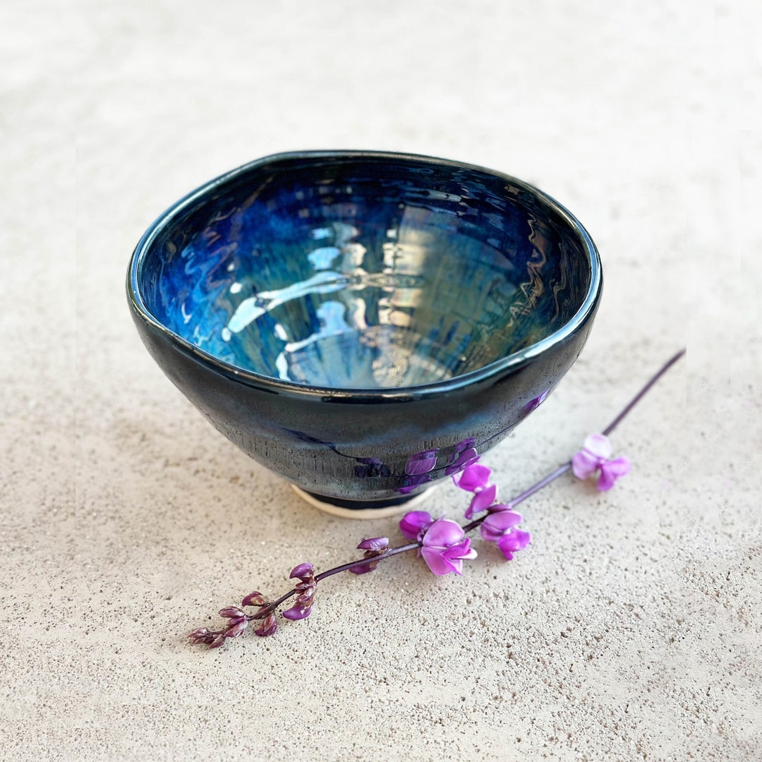 Green and Dark Blue Ceramic Bowl Blue Pottery Serving Bowl, 6.5 X 4 - Etsy