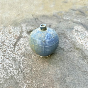 Small Round Ceramic Bottle Vase | Stoneware Blue Ash Pottery Bottle, 3. ...