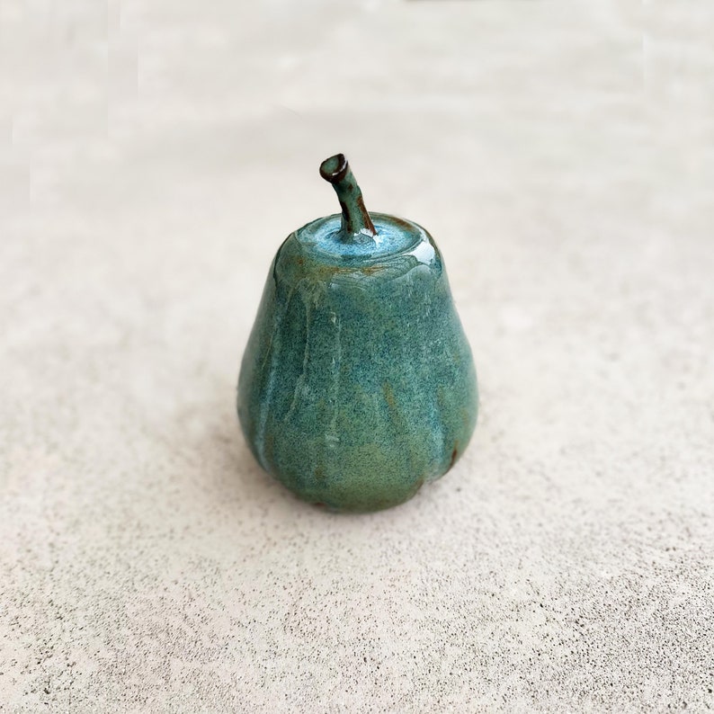Ceramic Pear Home Decor Art Handmade Aqua Green Pottery Pear, 6.75 X 4. ...