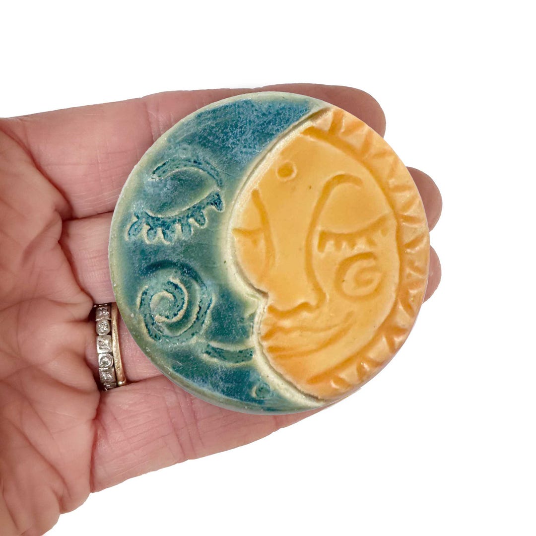 Handmade Ceramic Sun Moon Fridge Magnet: Yin Yang Decor - Etsy