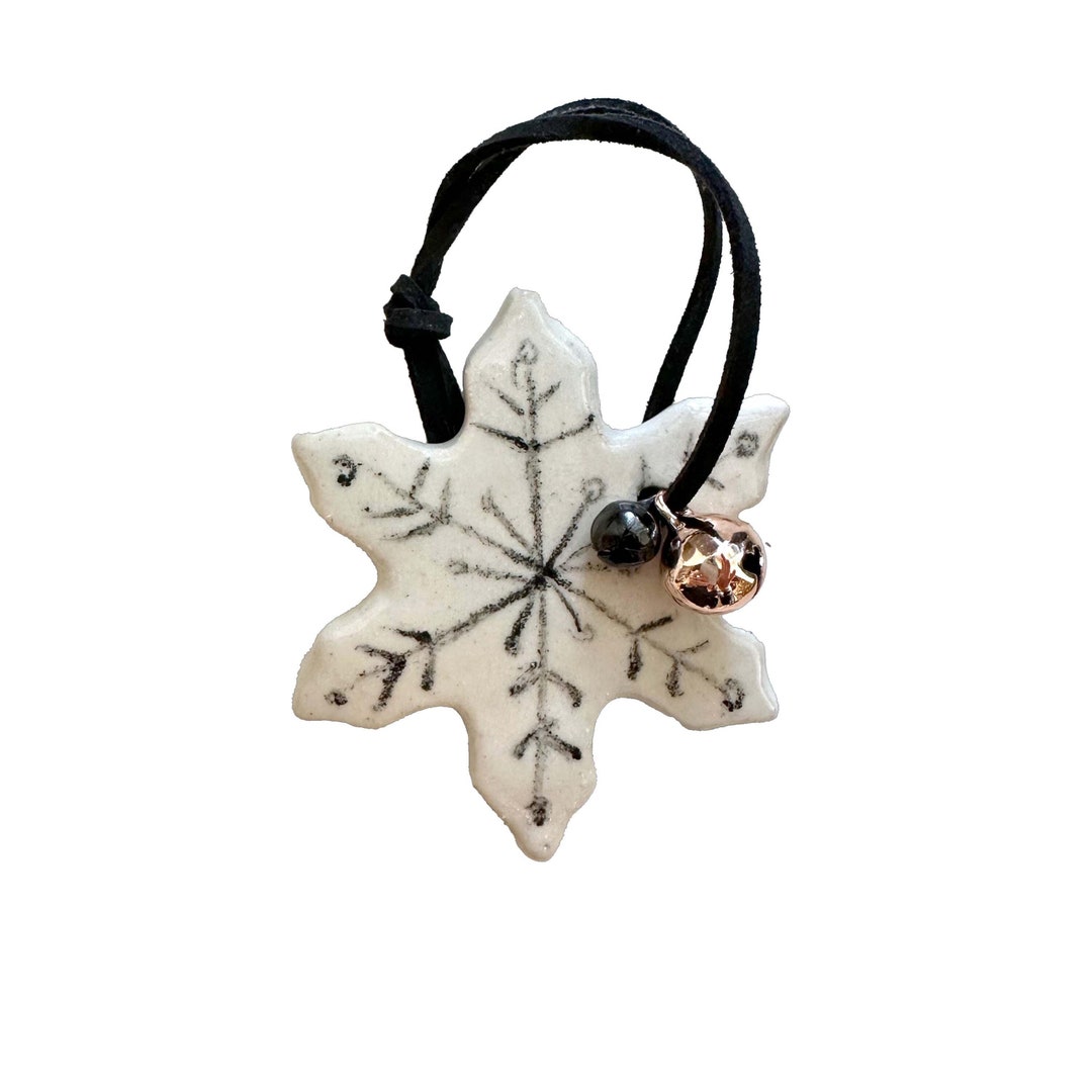 Snowflake Christmas Ornament With Jingle Bells | Handmade Ceramic ...