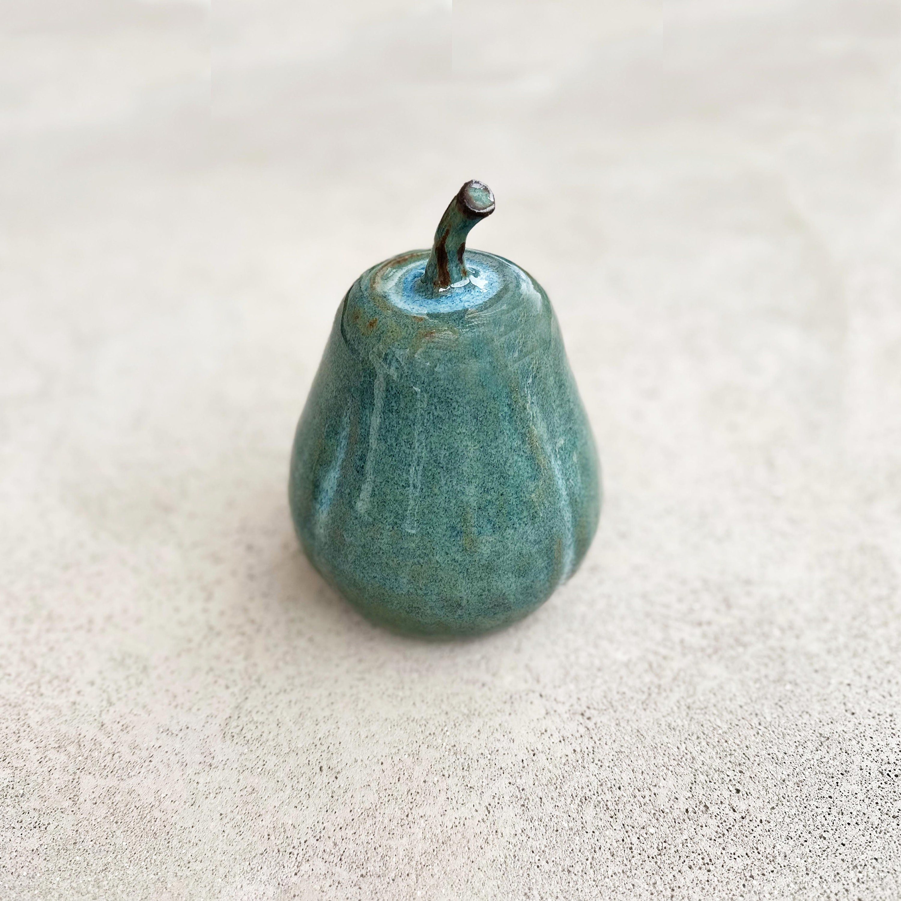 Ceramic Pear Home Decor Art Handmade Aqua Green Pottery Pear, 6.75 X 4. ...