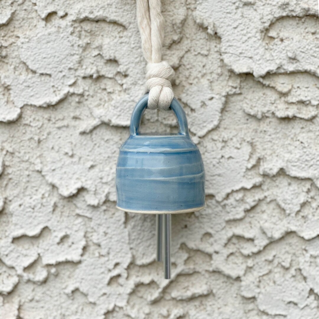 Small Light Blue Hanging Pottery Bell Chime Decoration - Etsy
