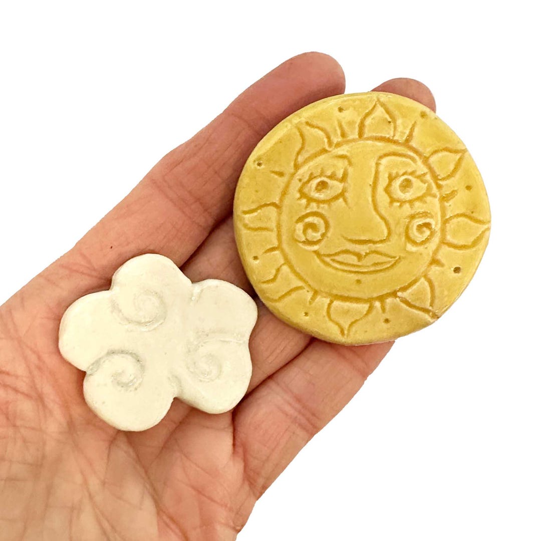 Ceramic Cloud and Sun Fridge Magnets: Yellow Sun Refrigerator Magnet ...