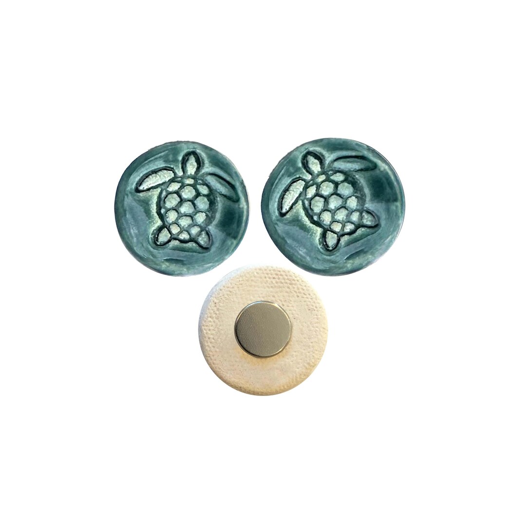 Green Turtle Fridge Magnets: Handmade Ceramic Refrigerator Magnets, Set ...