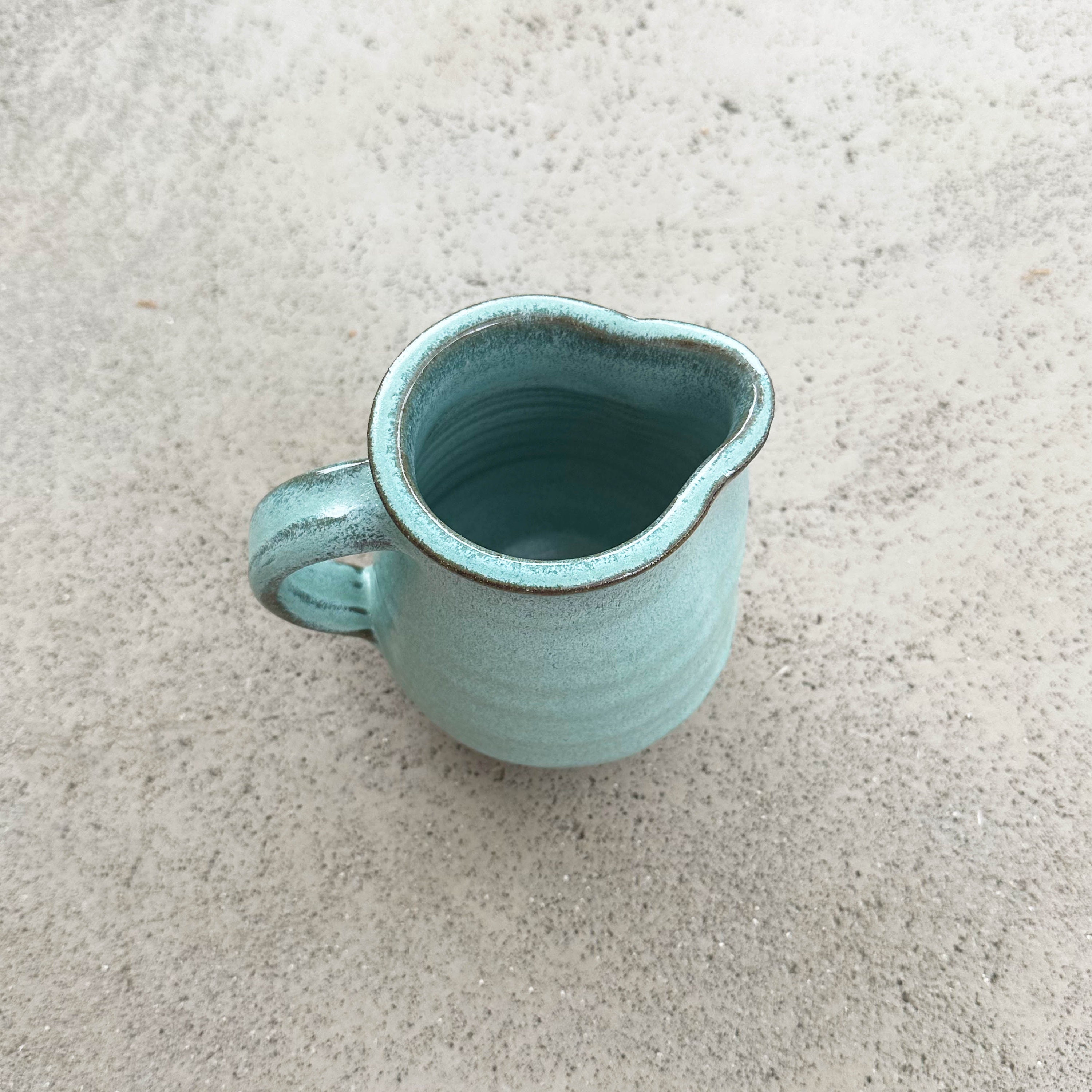Turquoise Blue Ceramic Pitcher Wheel Thrown Pottery Pitcher, 20oz 5 X 5 ...
