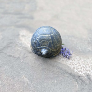 Blue Ceramic Sea Turtle Sculpture Blue Pottery Turtle Rattle, 6.5 X 6 ...