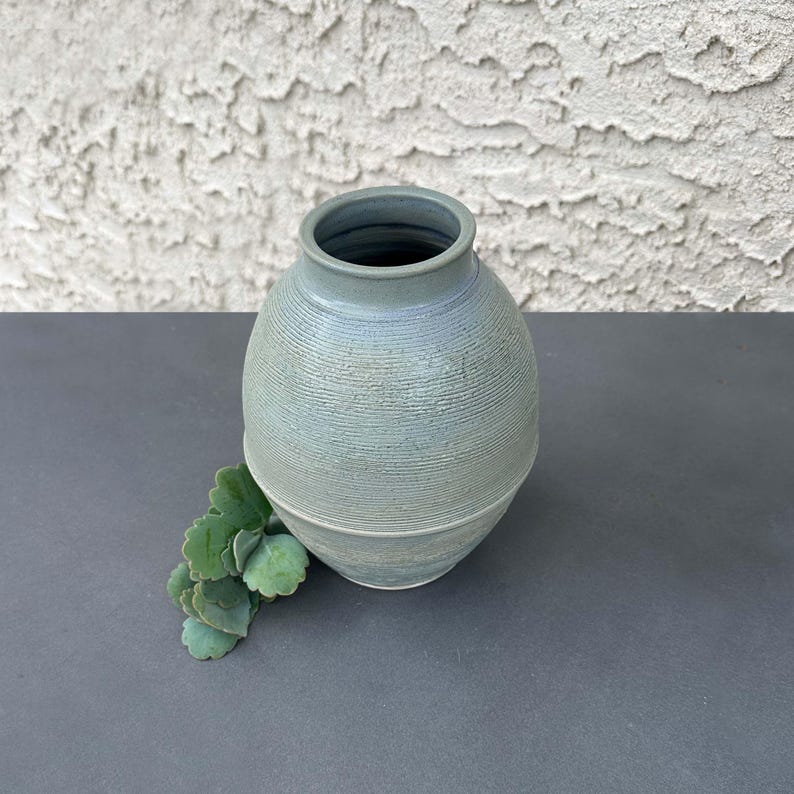 Large Turquoise Blue Ceramic Vase Sea Blue Wheel Thrown Pottery Vase, 7 ...