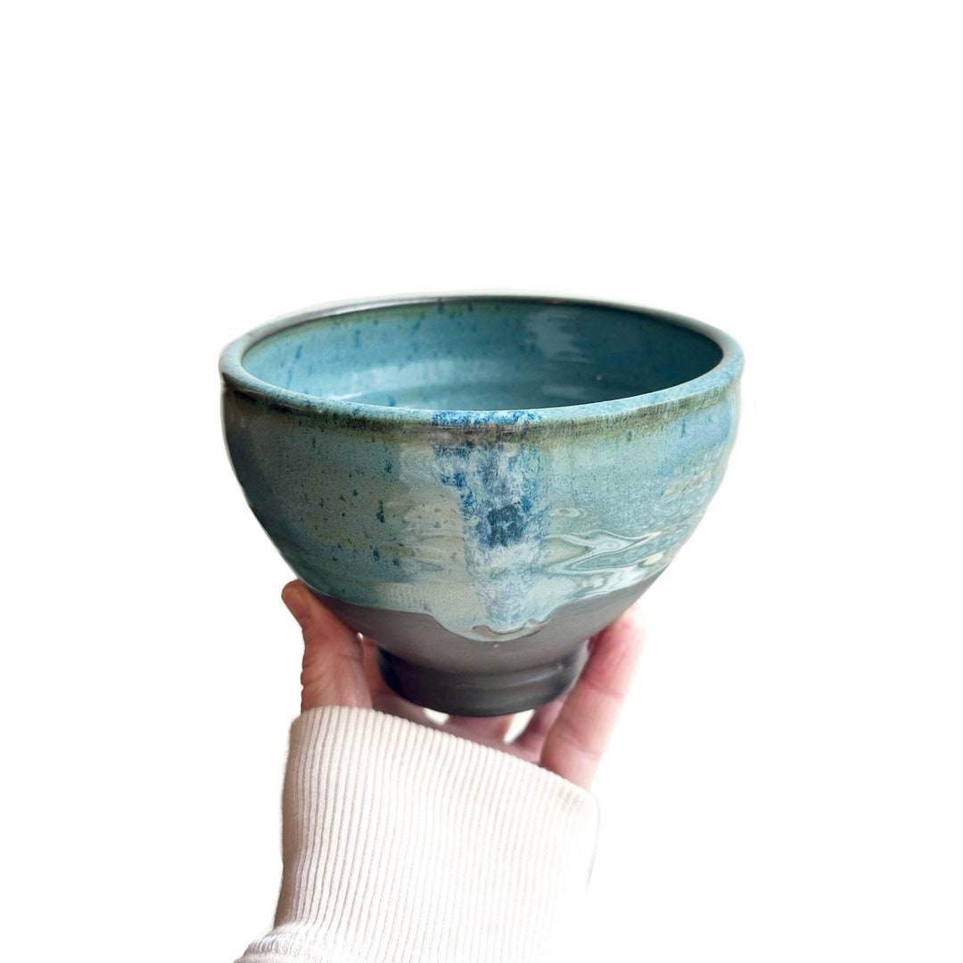 Denim Blue Ceramic Bowl Brown and Blue Wheel Thrown Pottery Bowl , 5.75 ...