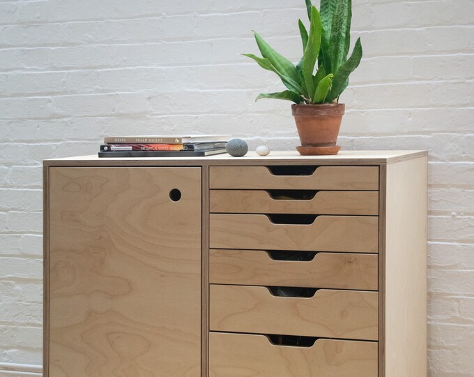 Birch Ply Cabinet | Modular Drawers | Customisable | Castors / Birch ...