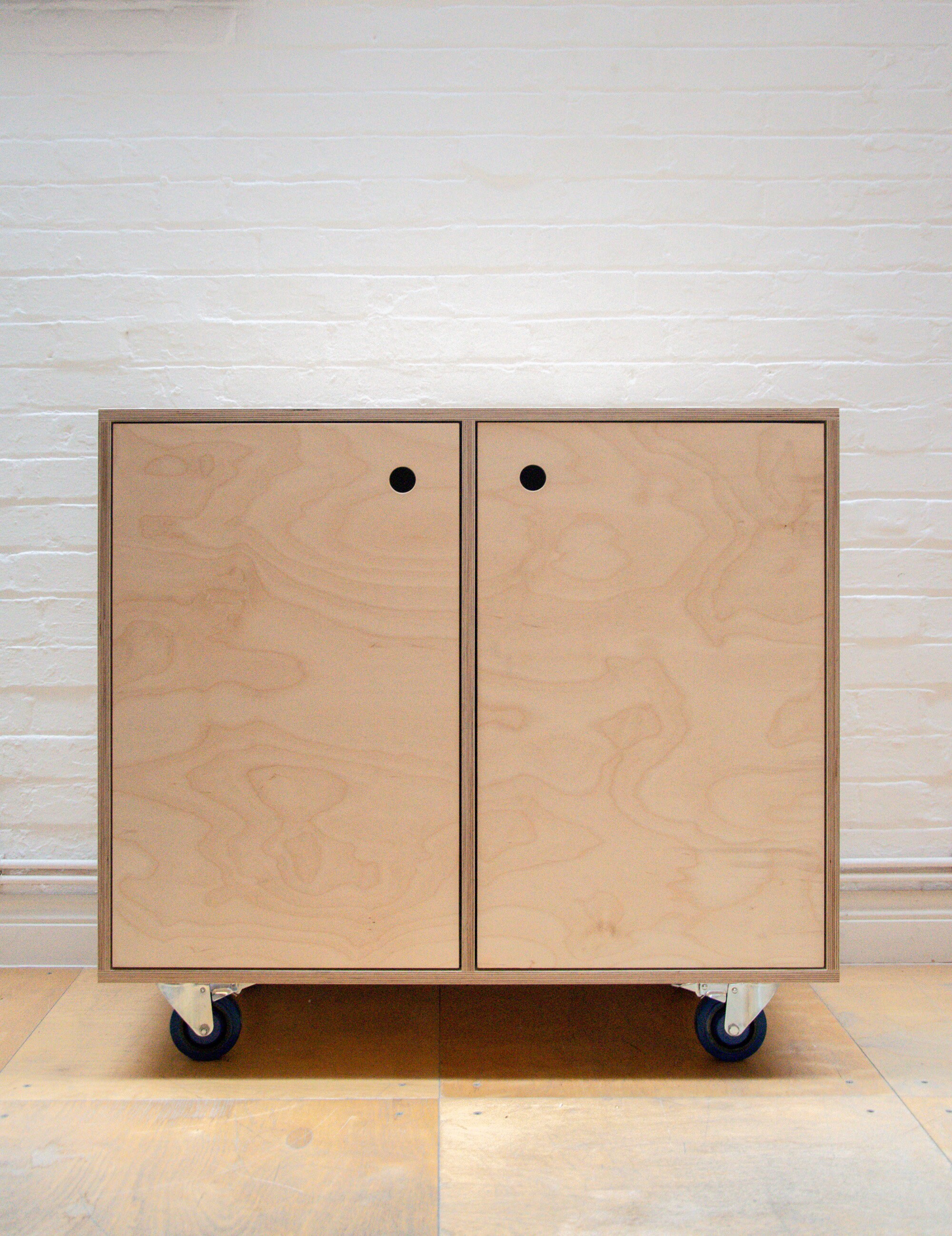 Birch Ply Cabinet With Doors Customisable Internal Shelves Castors ...