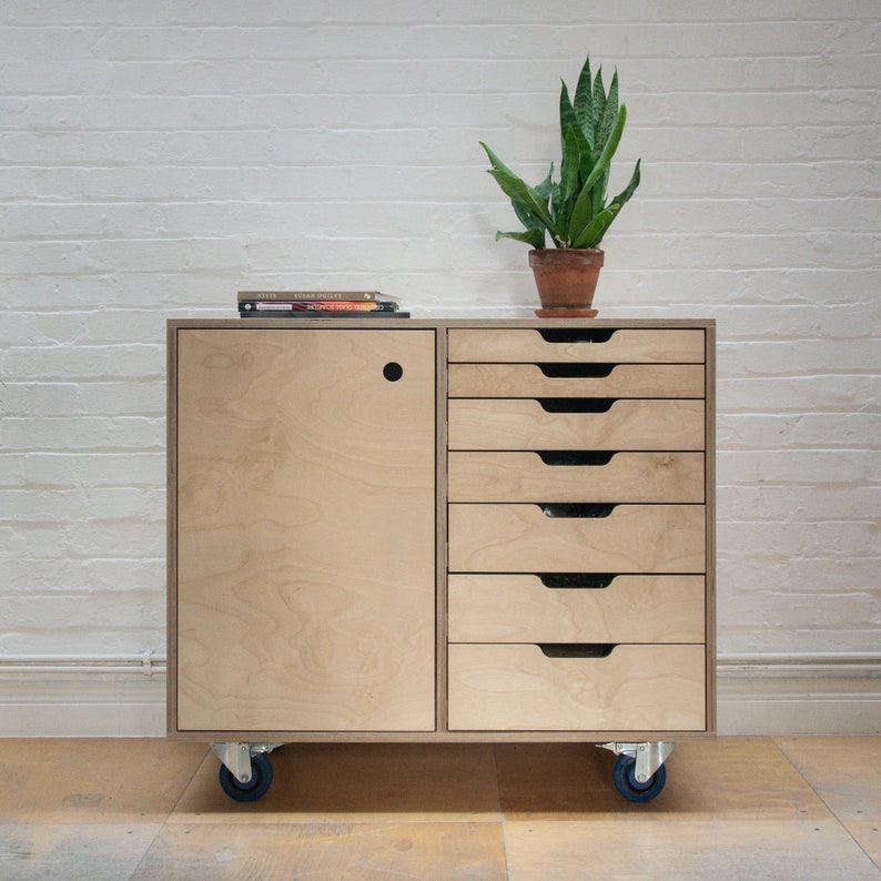 Birch Ply Cabinet Modular Drawers Customisable Castors / - Etsy