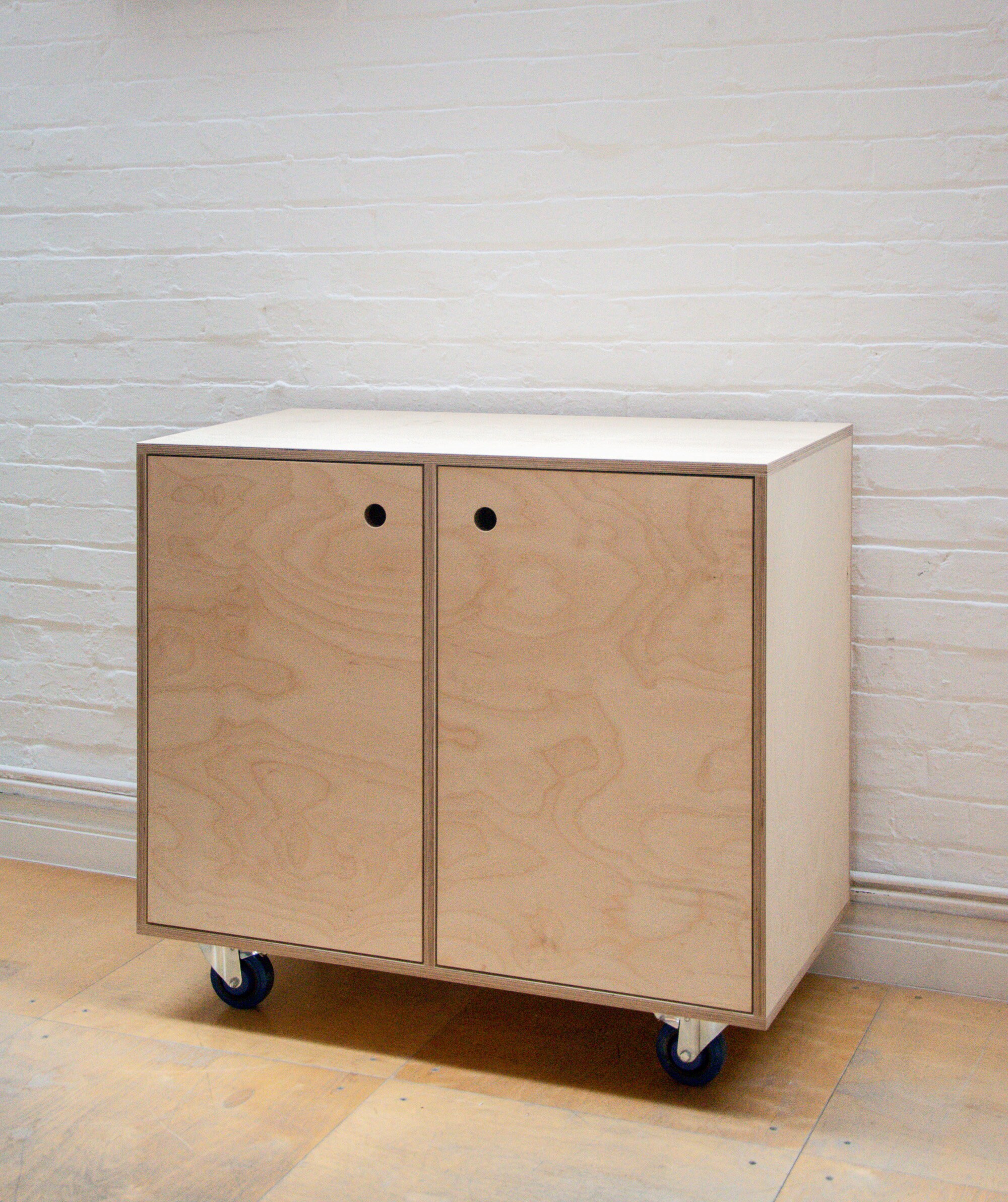 Birch Ply Cabinet With Doors Customisable Internal Shelves Castors ...