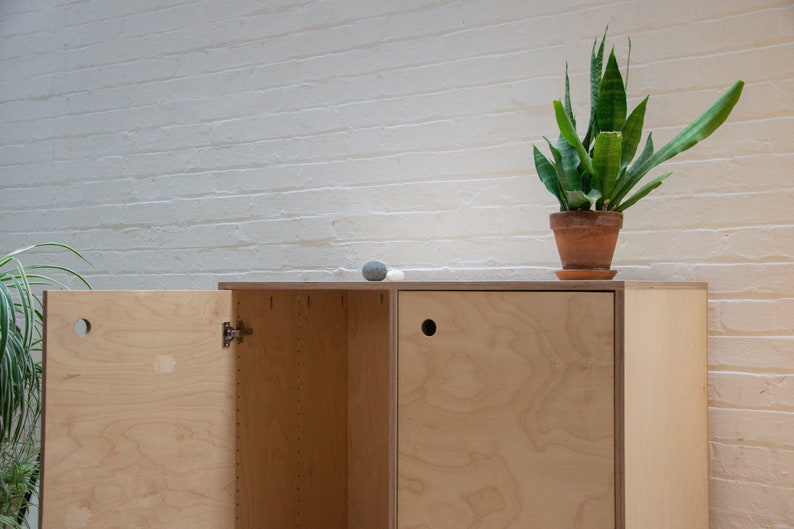 Birch Ply Cabinet With Doors Customisable Internal Shelves Castors ...