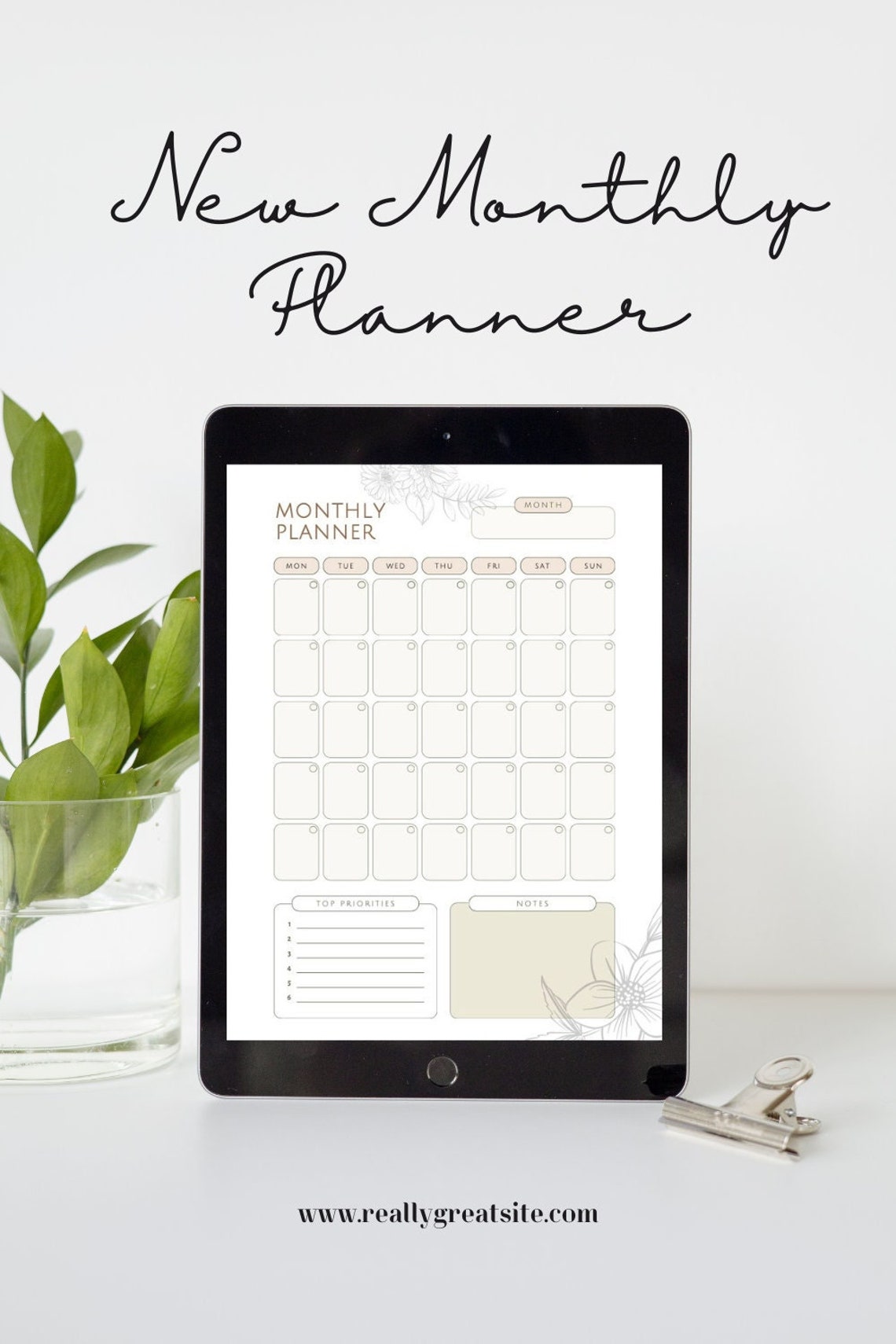 Monthly Planner Printable, Instant Download, Daily Planner ...