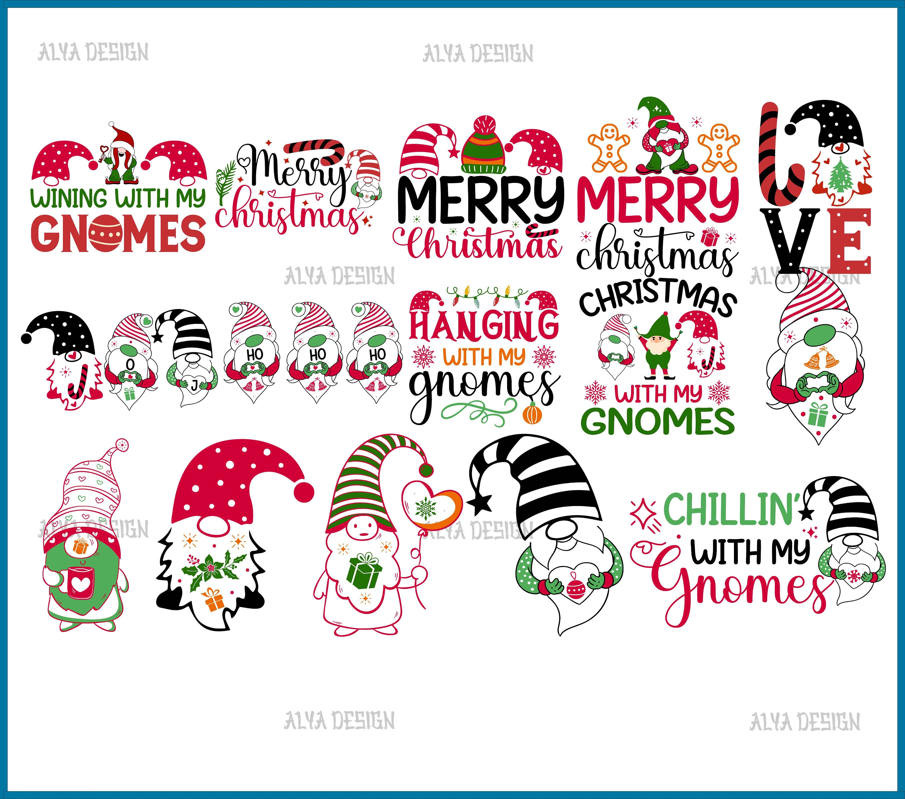 Christmas Gnomies svg, 50+ Gnomies svg, Christmas Plotterdatei für ...