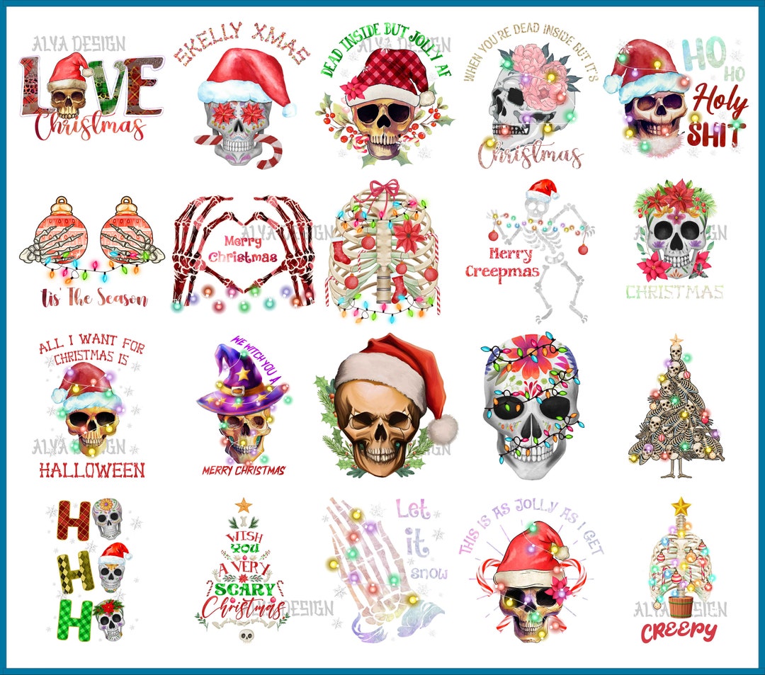Christmas PNG, Christmas Skull PNG, Skull Png, PNG Sublimation Design ...