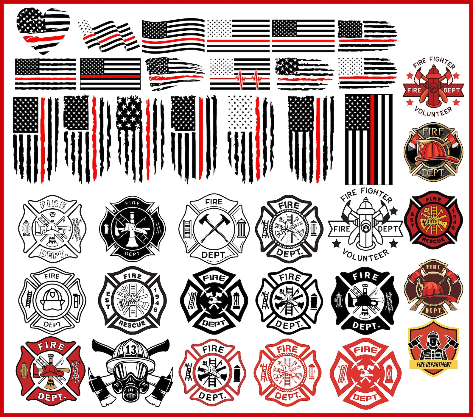 Firefighter SVG Bundle, Fire Dept Svg, Fireman Svg, Fire Department Svg ...