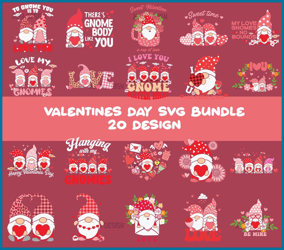 Valentines Day Svg Bundle, Gnomes Valentine SVG Bundle, Gnomes SVG ...