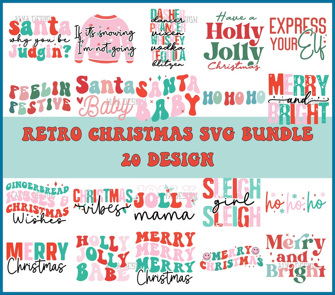 Retro Christmas Svg Bundle, Christmas Svg, Christmas Retro Svg, Vintage ...