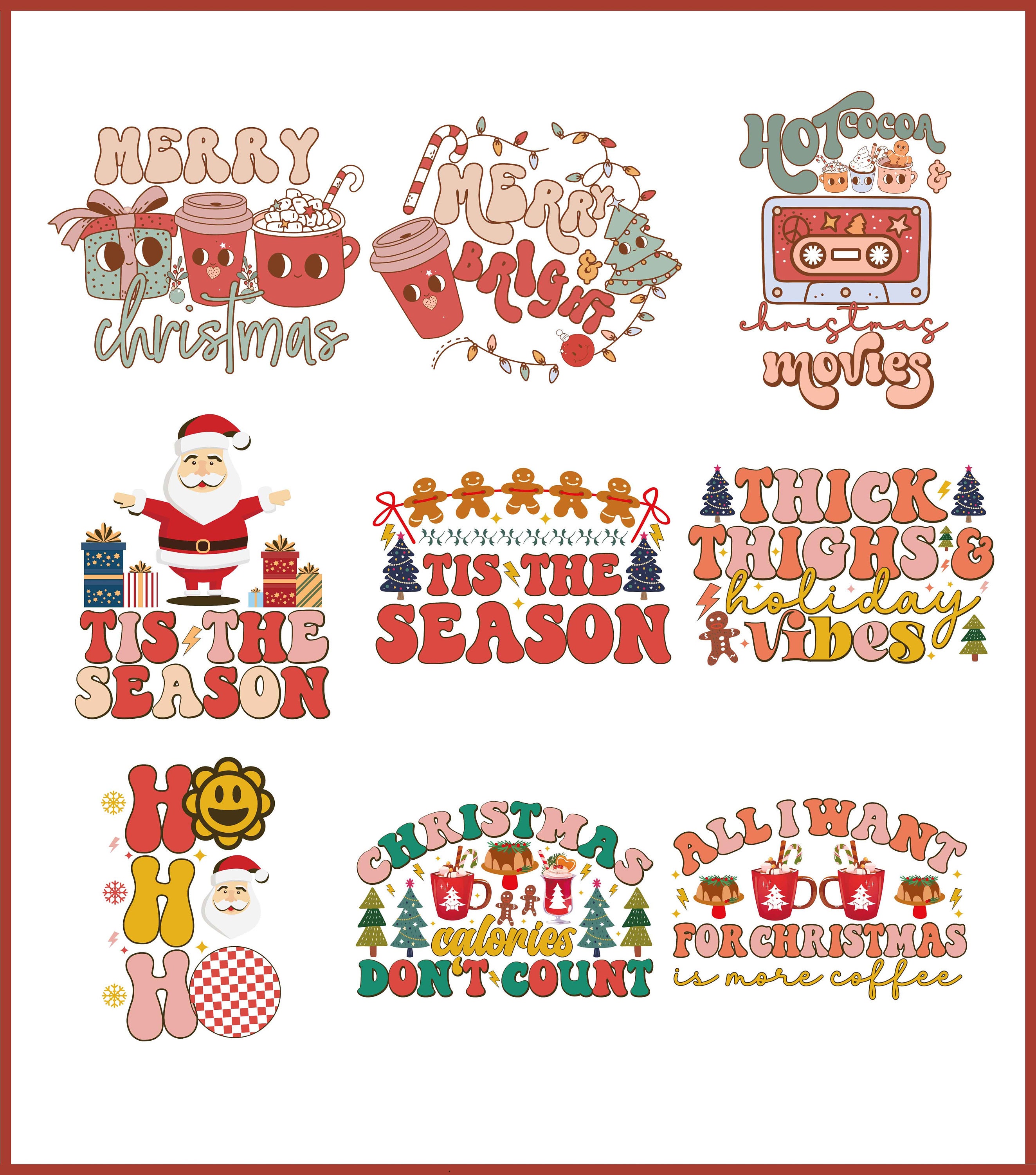 300 Christmas Retro SVG Bundle, Retro Christmas SVG, Retro Shirt Svg ...