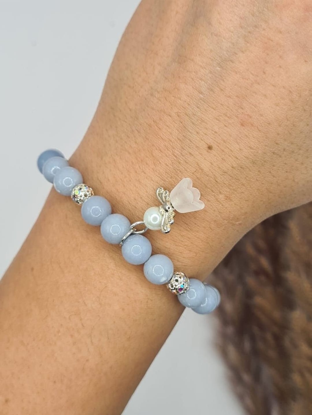 Angelit Armband mit Engel, 8mm Perlen Schmuck für jeden Anlass, auch toll als Geschenk - Etsy ...