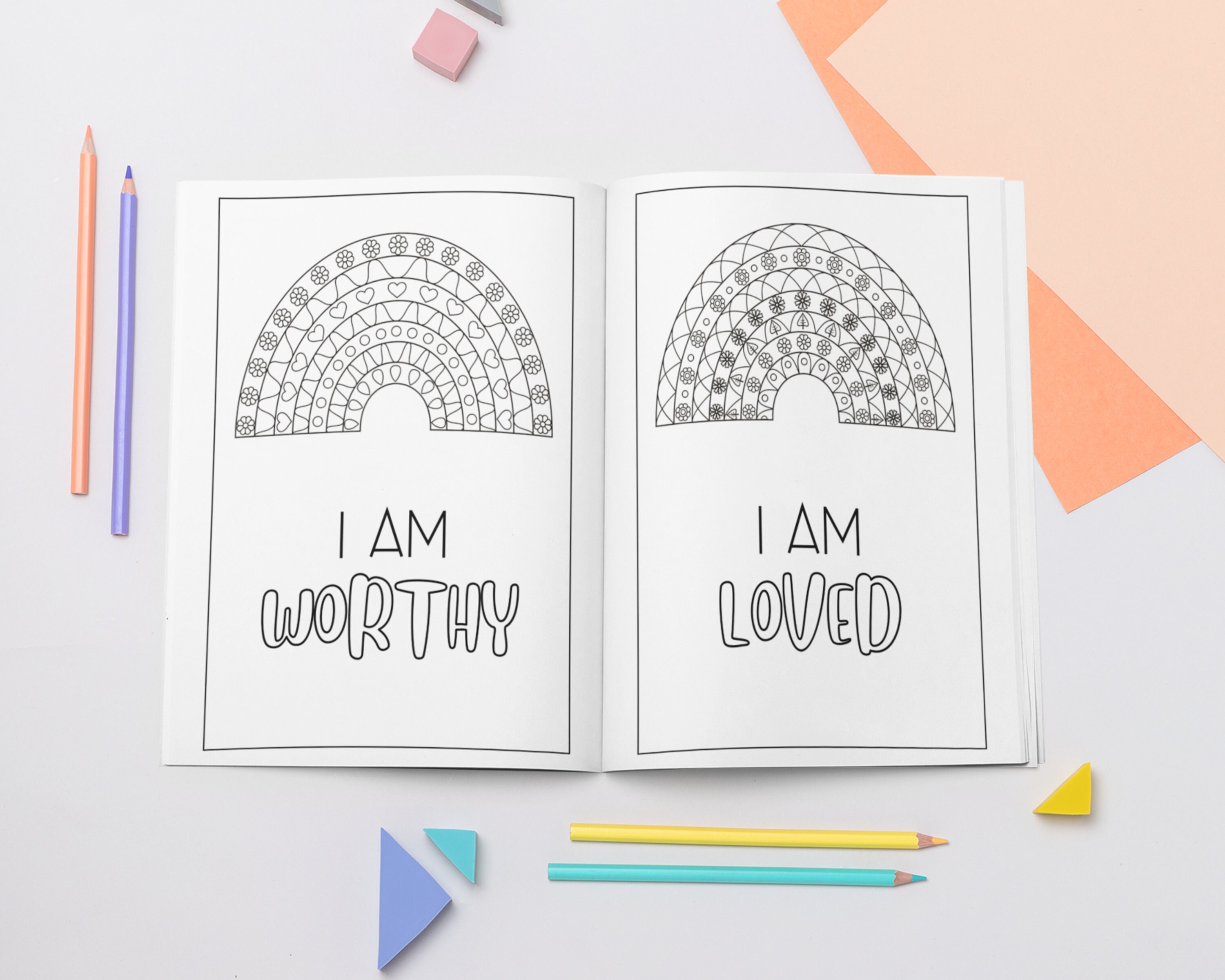Rainbow Affirmations Coloring Book - Etsy