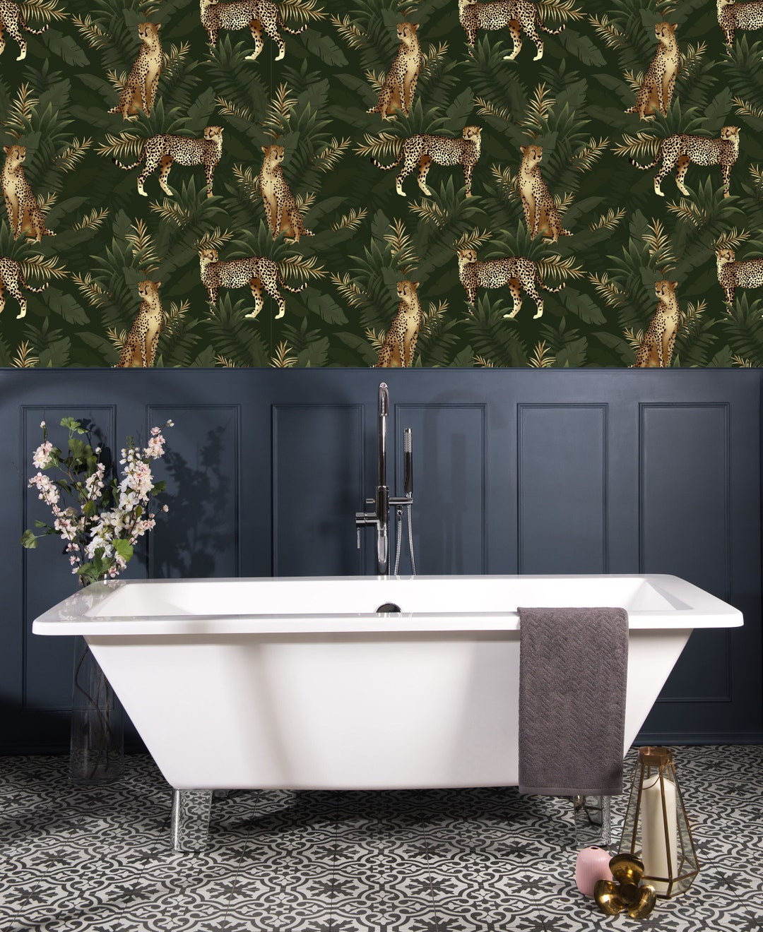 Leopards in the Leaves Animals Wall Decor Traditional Unpasted Vinyl ...