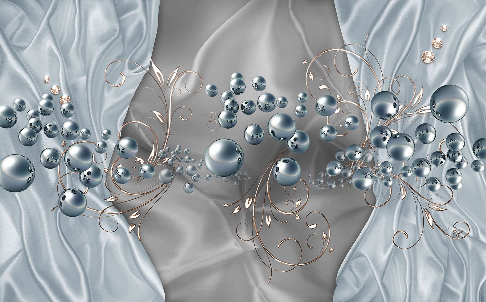 Luxury Blue Wallpaper, Pearl Wallpaper Vinyl, 3D Wallpapers, Unpasted ...