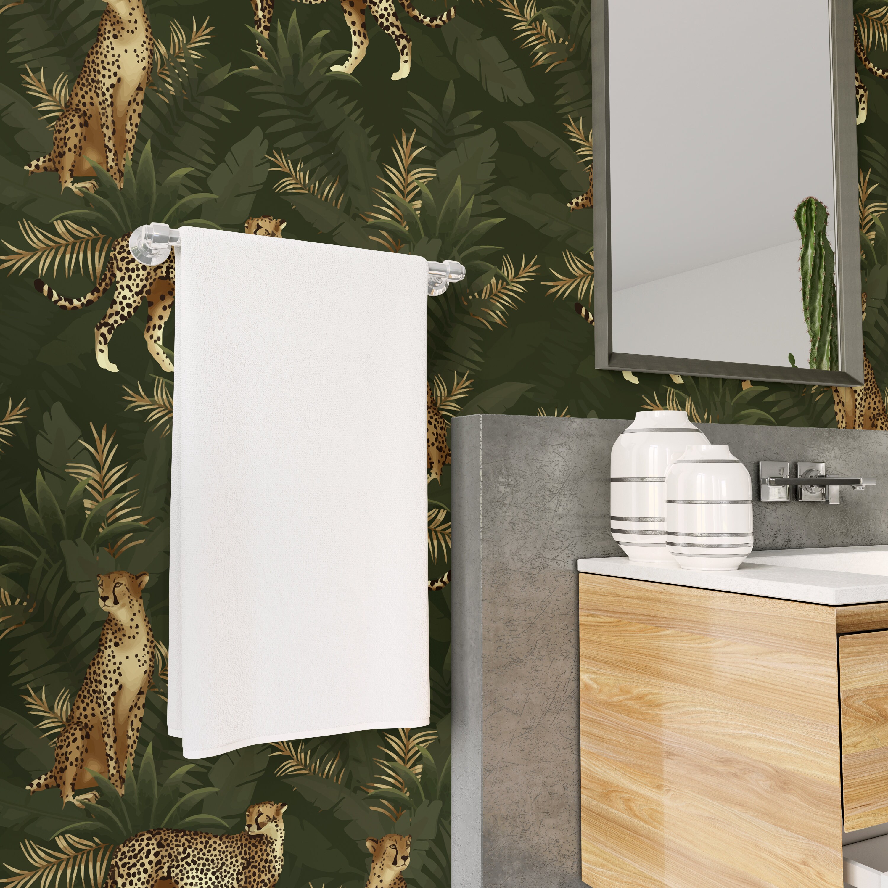 Leopards in the Leaves Wall Paper, Animals Wall Decor Traditional ...